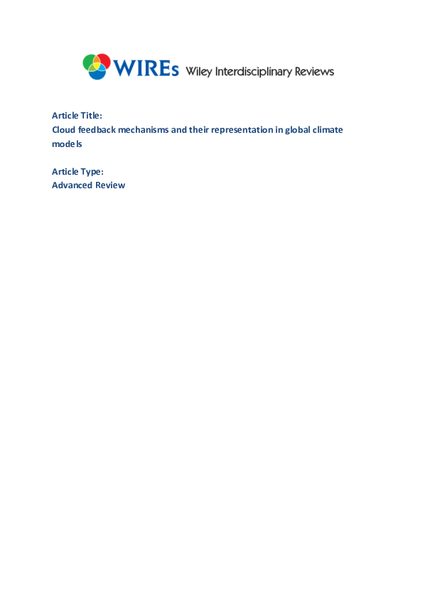 (PDF) Cloud feedback mechanisms and their representation in global ...