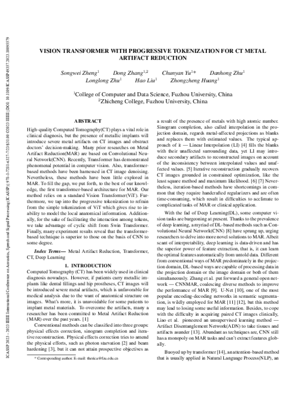 (PDF) Vision Transformer with Progressive Tokenization for CT Metal ...