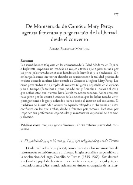 (PDF) De Montserrada de Camós a Mary Percy: agencia femenina y ...