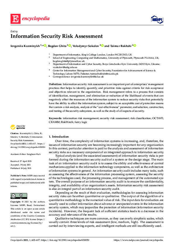 (PDF) Information Security Risk Assessment