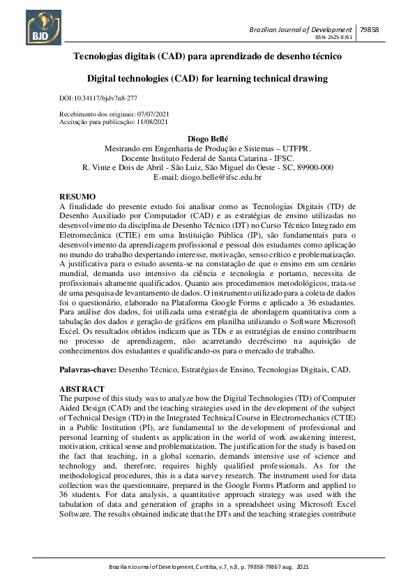 (PDF) Tecnologias digitais (CAD) para aprendizado de desenho técnico ...