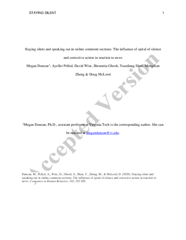 (PDF) Staying silent and speaking out in online comment sections: The ...