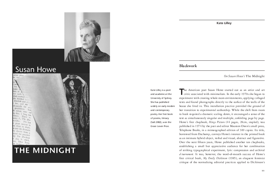 (PDF) 'Blackwork: On Susan Howe's The Midnight'