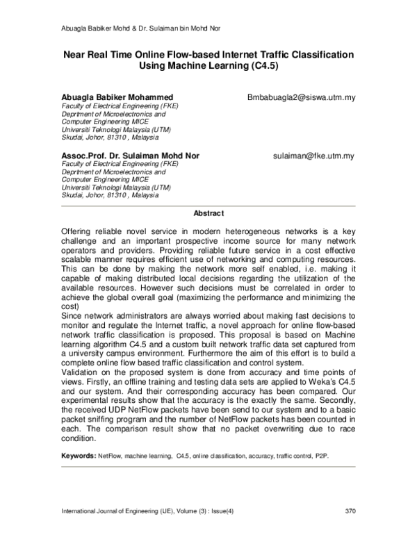 (PDF) Near Real Time Online Flow-Based Internet Traffic Classification Using Machine Learning ...
