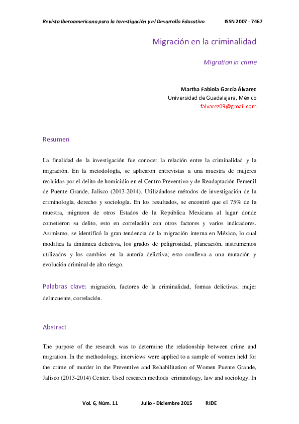 (PDF) Migración en la criminalidad / Migration in crime