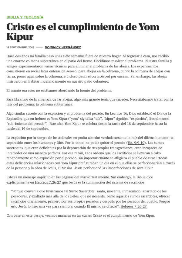 (PDF) Cristo es el Cumplimiento de Yom Kipur | Coalición por el Evangelio | Dominick S Hernández ...