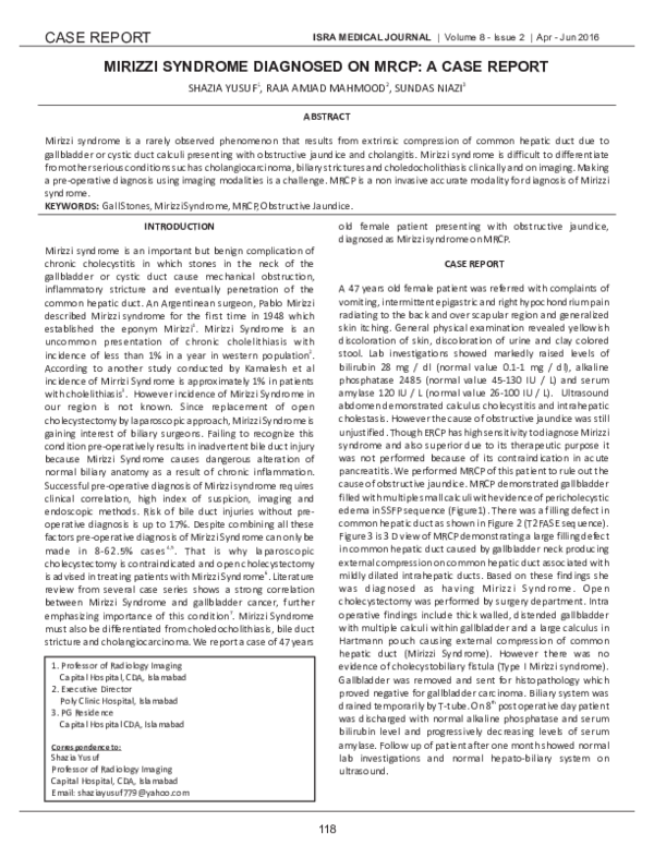 (PDF) Mirizzi Syndrome Diagnosed on MRCP: A Case Report