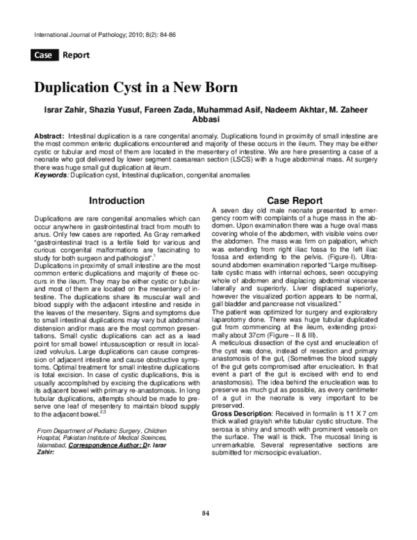 (PDF) Duplication Cyst in a New Born