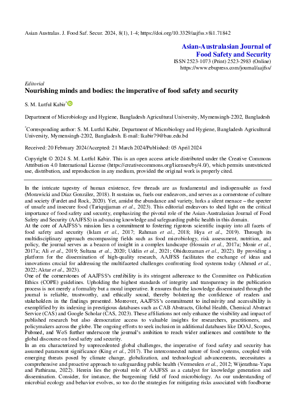 (PDF) Nourishing minds and bodies: the imperative of food safety and ...