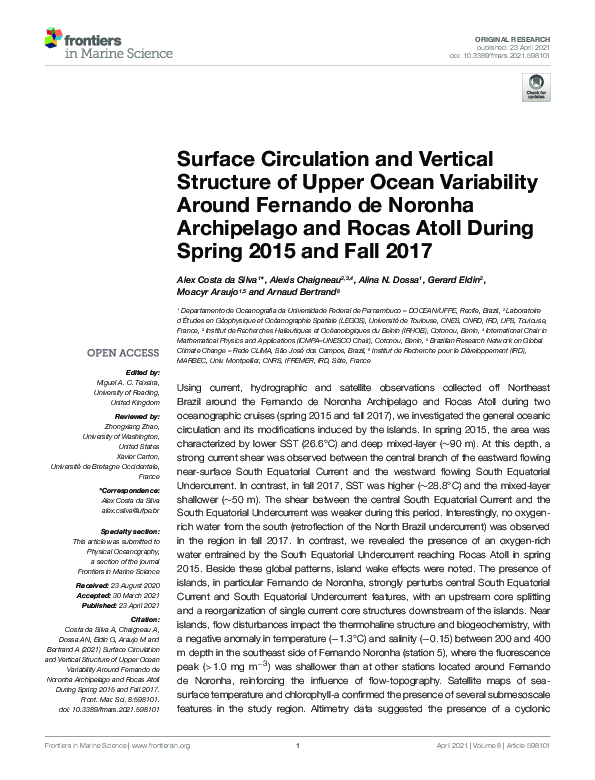 (PDF) Surface Circulation and Vertical Structure of Upper Ocean ...