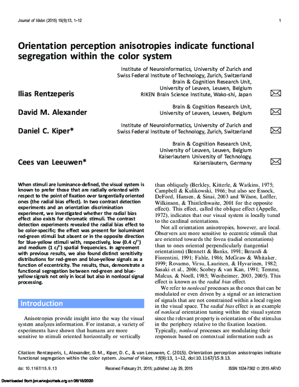 (PDF) Orientation perception anisotropies indicate functional segregation within the color ...