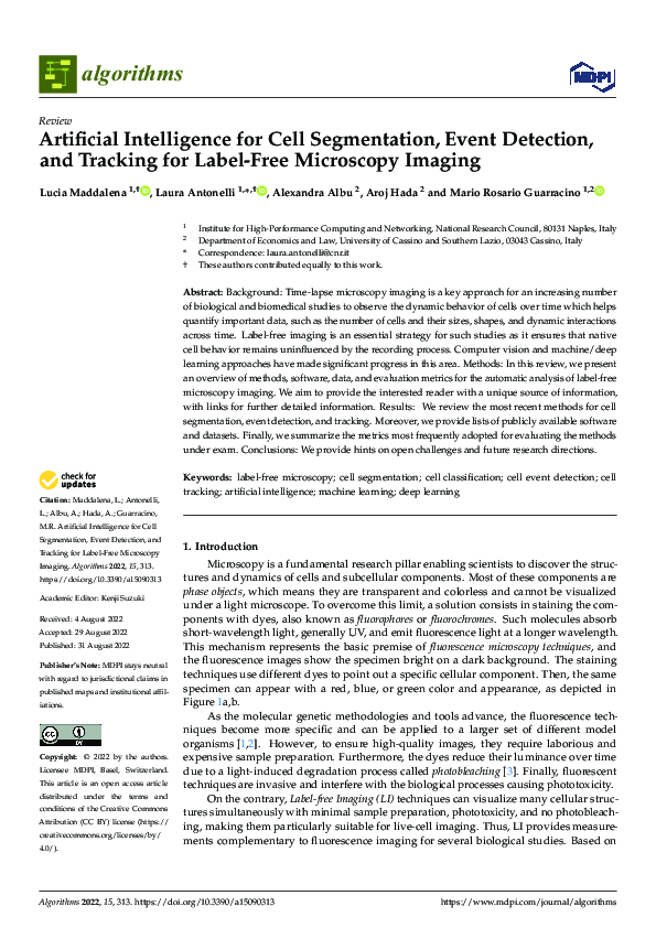 (PDF) Artificial Intelligence for Cell Segmentation, Event Detection, and Tracking for Label ...