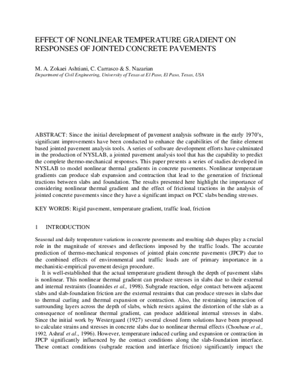 (PDF) Effect of Nonlinear Temperature Gradient on Responses of Jointed ...
