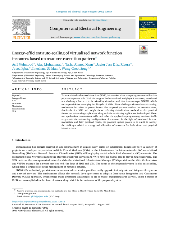 Pdf Energy Efficient Auto Scaling Of Virtualized Network Function Instances Based On Resource