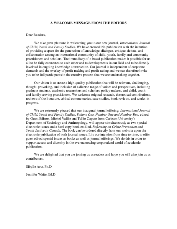 (PDF) Welcome message from the editors