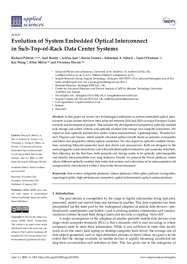(PDF) Evolution of System Embedded Optical Interconnect in Sub-Top-of ...