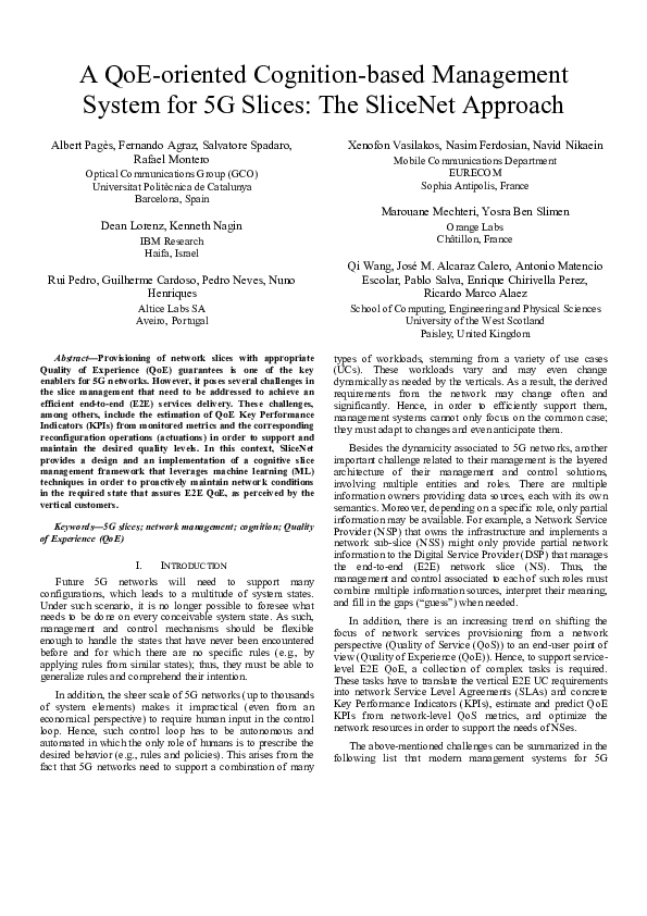 (PDF) A QoE-oriented Cognition-based Management System for 5G Slices ...