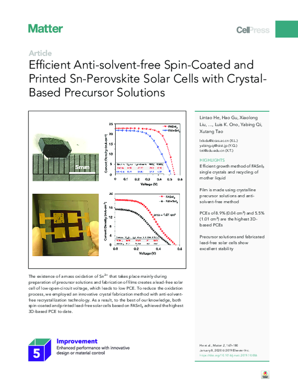(PDF) Efficient Anti-solvent-free Spin-Coated and Printed Sn-Perovskite ...