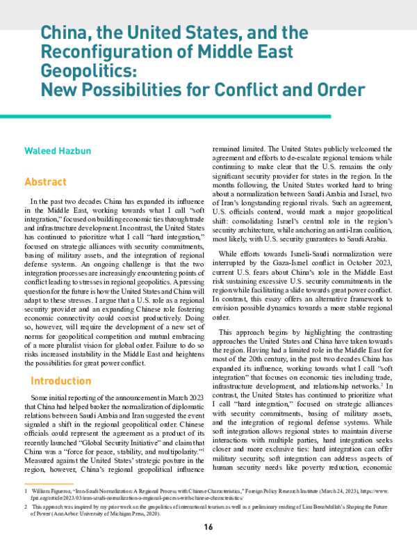 (PDF) China, the United States, and the Reconfiguration of Middle East ...