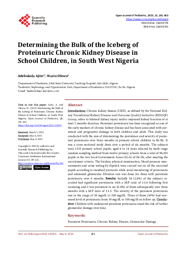 (PDF) Determining the Bulk of the Iceberg of Proteinuric Chronic Kidney ...