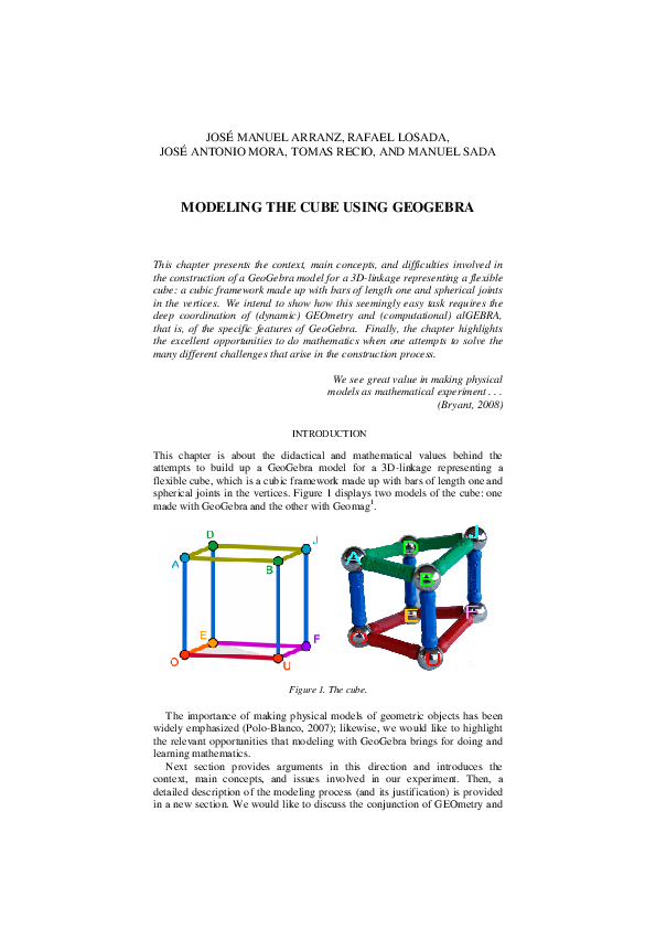 (PDF) Modeling the Cube Using Geogebra