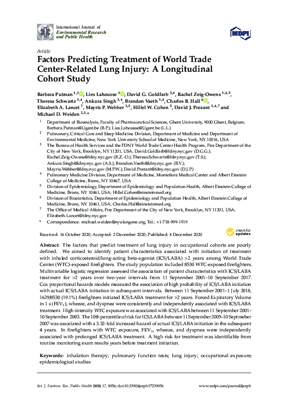 (PDF) Factors Predicting Treatment of World Trade Center-Related Lung ...