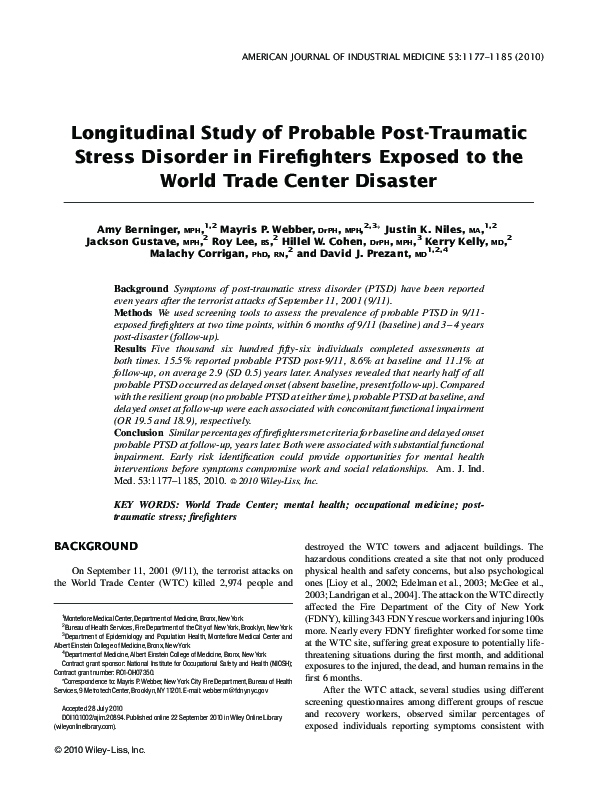 (PDF) Longitudinal study of probable post-traumatic stress disorder in ...