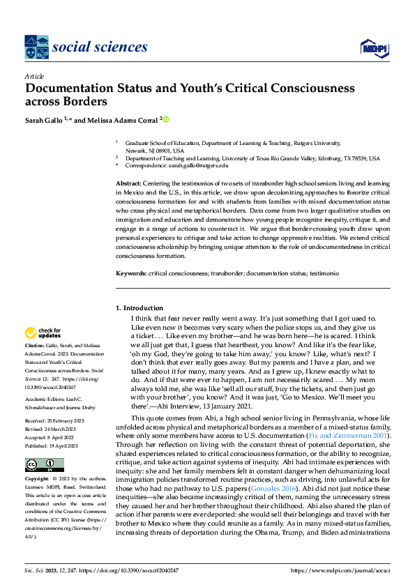 (PDF) Documentation Status and Youth's Critical Consciousness across ...