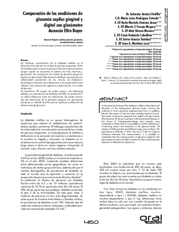 (PDF) Comparación de las mediciones de glucemia capilar gingival y ...