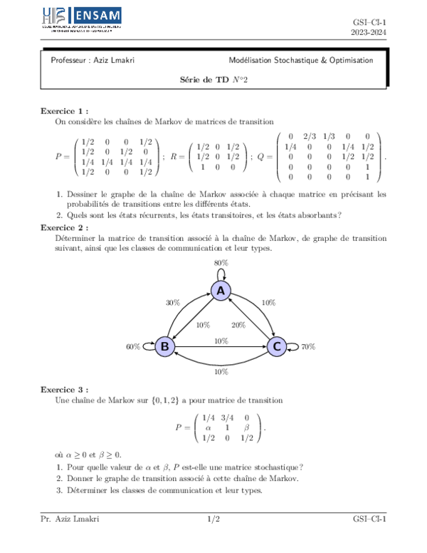 (PDF) TD 2 processus stochastique