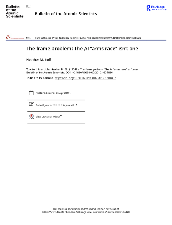 (PDF) The frame problem: The AI “arms race” isn’t one