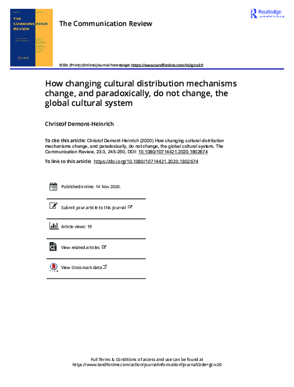 (PDF) How changing cultural distribution mechanisms change, and ...