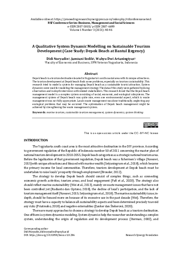 (PDF) A Qualitative System Dynamic Modelling on Sustainable Tourism ...