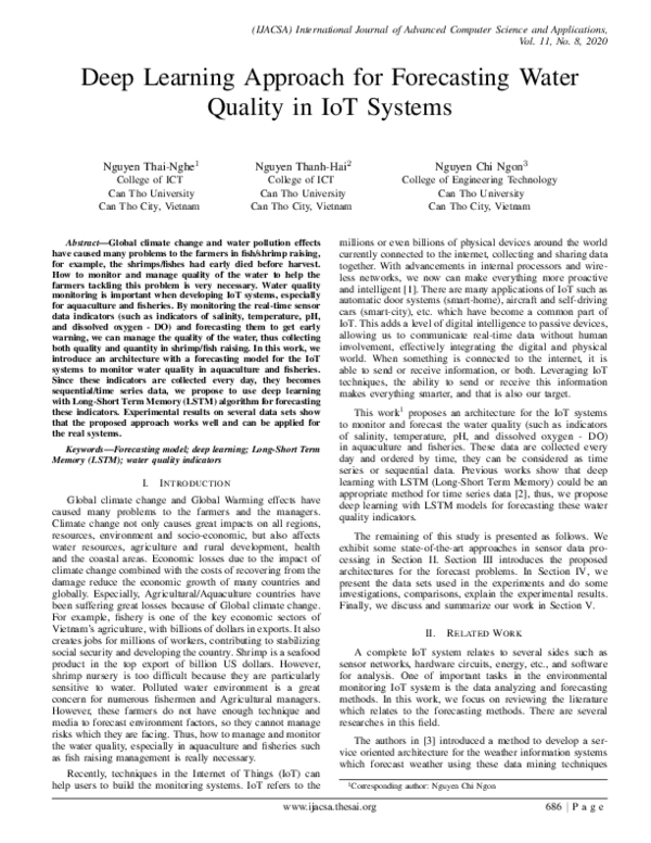 (PDF) Deep Learning Approach for Forecasting Water Quality in IoT Systems