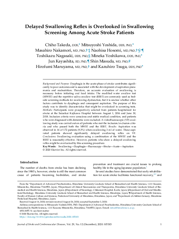 (PDF) Delayed Swallowing Reflex is Overlooked in Swallowing Screening ...