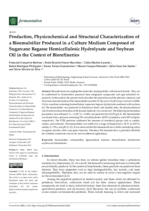 (PDF) Production, Physicochemical and Structural Characterization of a ...