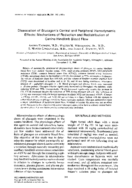 (PDF) Dissociation of glucagon's central and peripheral hemodynamic ...