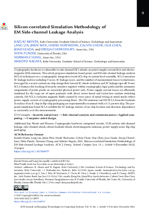 (PDF) Silicon-correlated Simulation Methodology of EM Side-channel Leakage Analysis