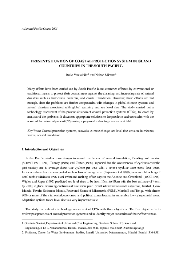 (PDF) Present Situation of Coastal Protection System in Island ...