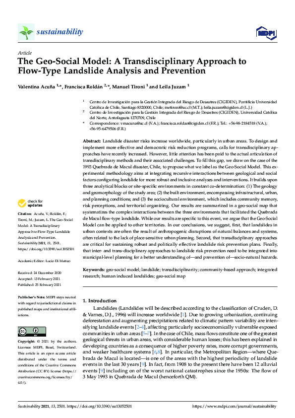(PDF) The Geo-Social Model: A Transdisciplinary Approach to Flow-Type Landslide Analysis and ...