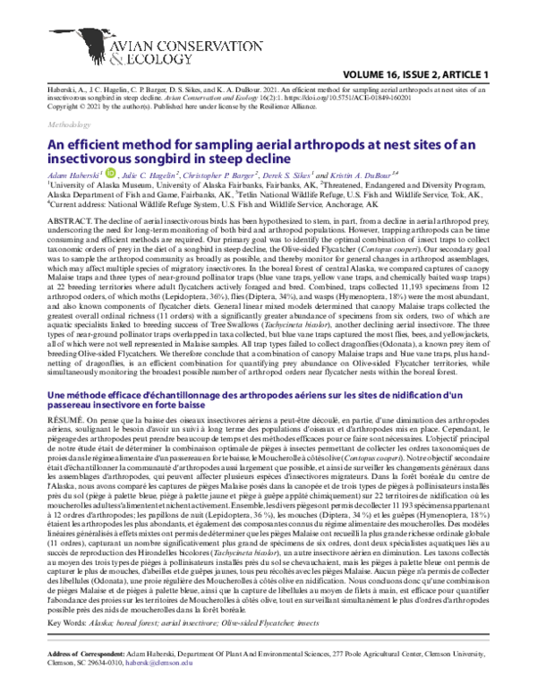 (PDF) An efficient method for sampling aerial arthropods at nest sites ...