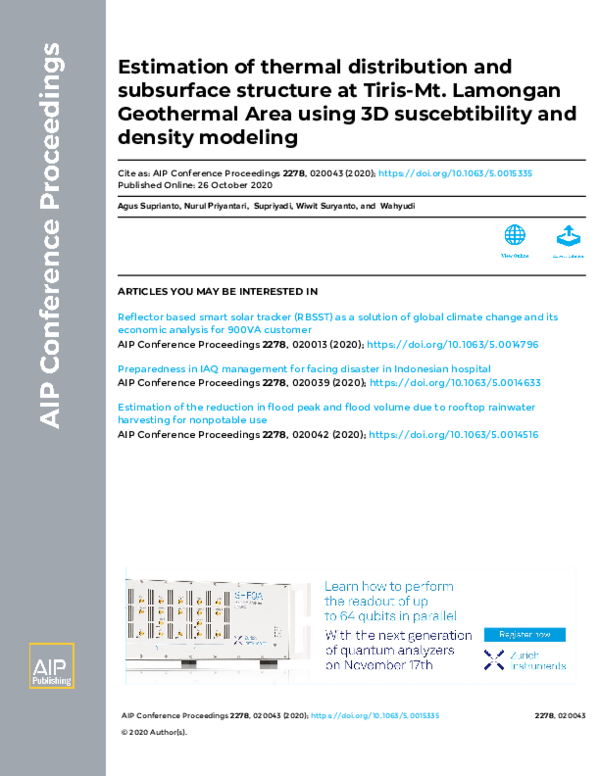Estimation Of Thermal Distribution And Subsurface Structure At Tiris Mt Lamongan Geothermal