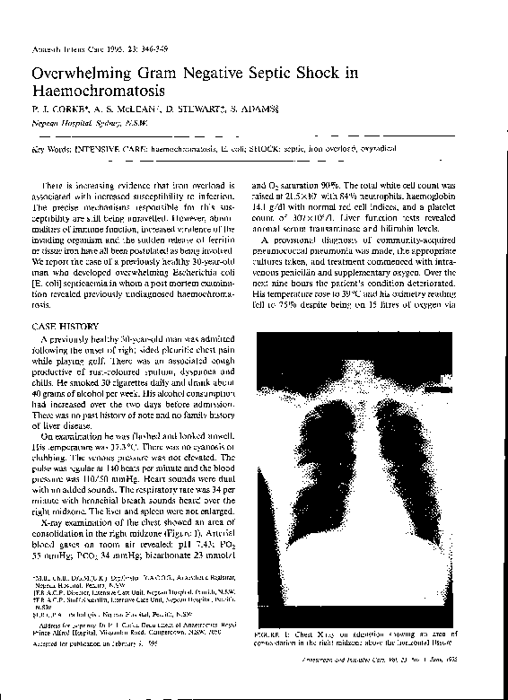 (PDF) Overwhelming Gram Negative Septic Shock in Haemochromatosis
