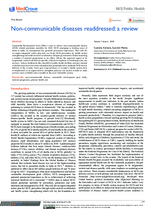 (PDF) Non-communicable diseases readdressed: a review
