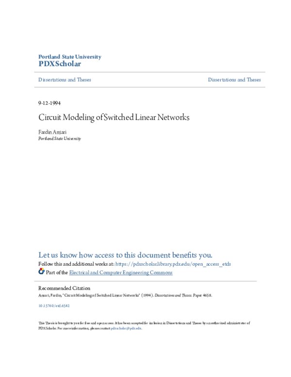 (PDF) Circuit Modeling of Switched Linear Networks