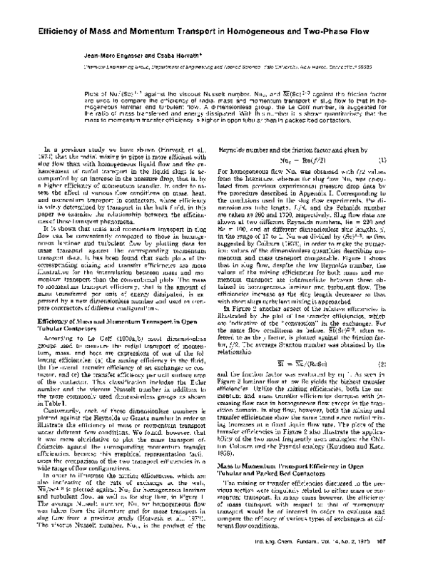 (PDF) Efficiency of Mass and Momentum Transport in Homogeneous and Two ...