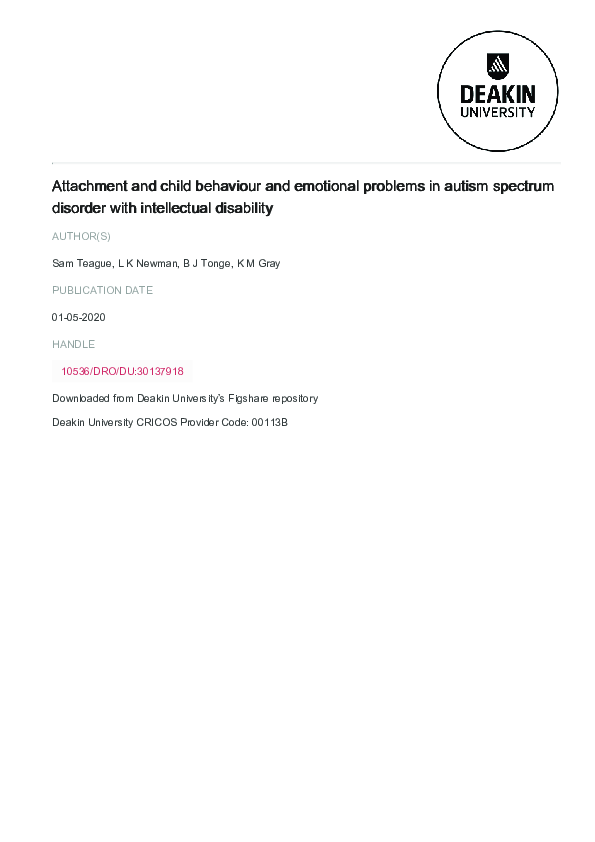 (PDF) Attachment and child behaviour and emotional problems in autism ...