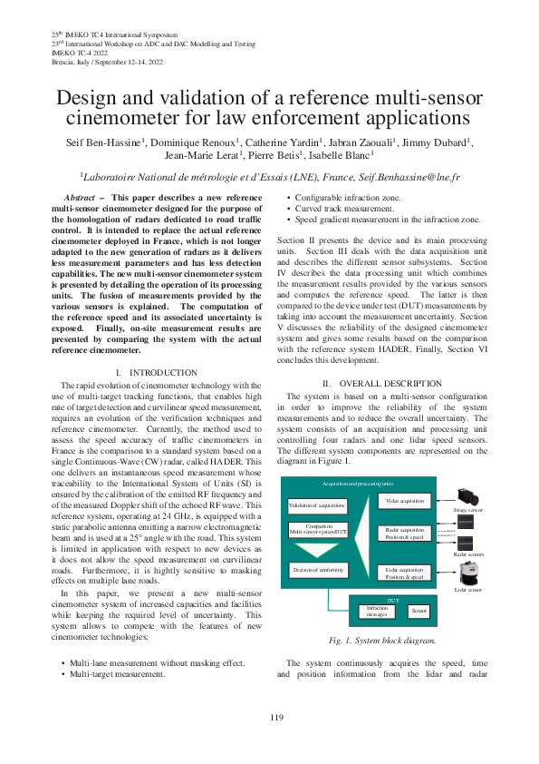 (PDF) Design and validation of a reference multi-sensor cinemometer for ...