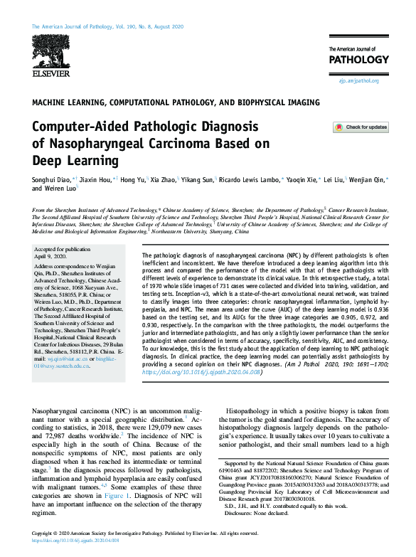 (PDF) Computer-Aided Pathologic Diagnosis of Nasopharyngeal Carcinoma Based on Deep Learning ...