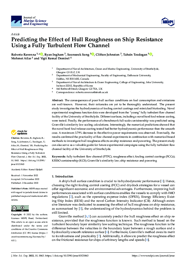 (PDF) Predicting the Effect of Hull Roughness on Ship Resistance Using ...
